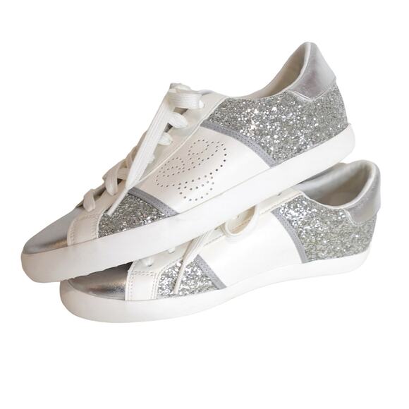 Sam & Libby | Shoes | Sam And Libby Silver N White Sparkle Tennis Shoes ...